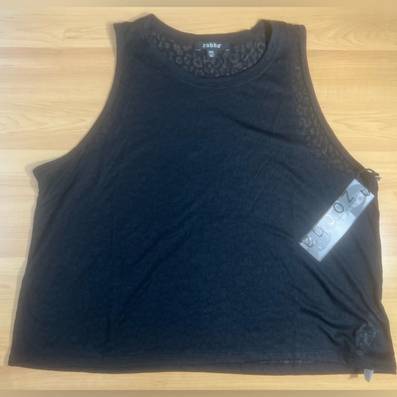 Zobha | Tops | Nwt Zobha Black Tank Top With Burnout Pattern Size Xxl ...